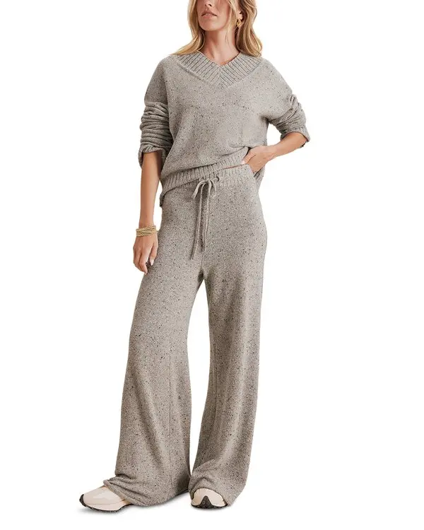Splendid V-neck Tweedy Sweater - Heather Charcoal