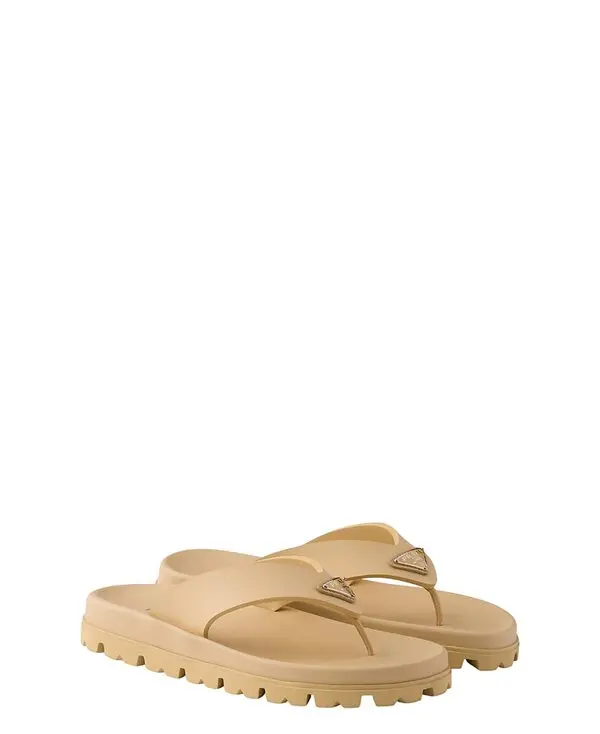 Prada Rubber Thong Sandals - Neutral