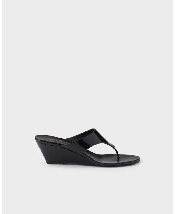 Prada Patent Leather Thong Sandals - Black