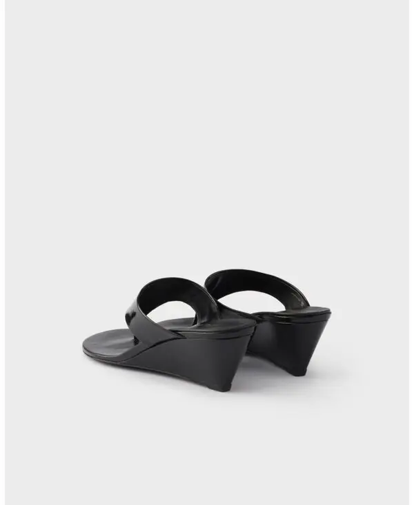 Prada Patent Leather Thong Sandals - Black