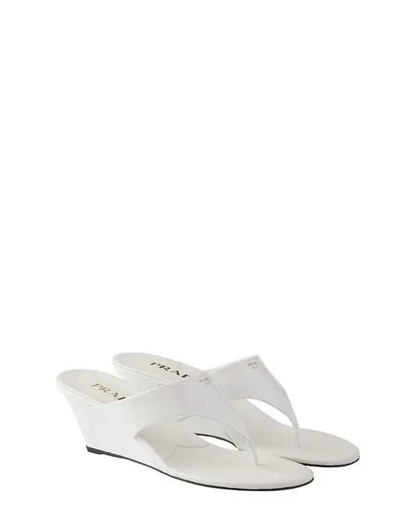 Prada Patent Leather Thong Sandals - White