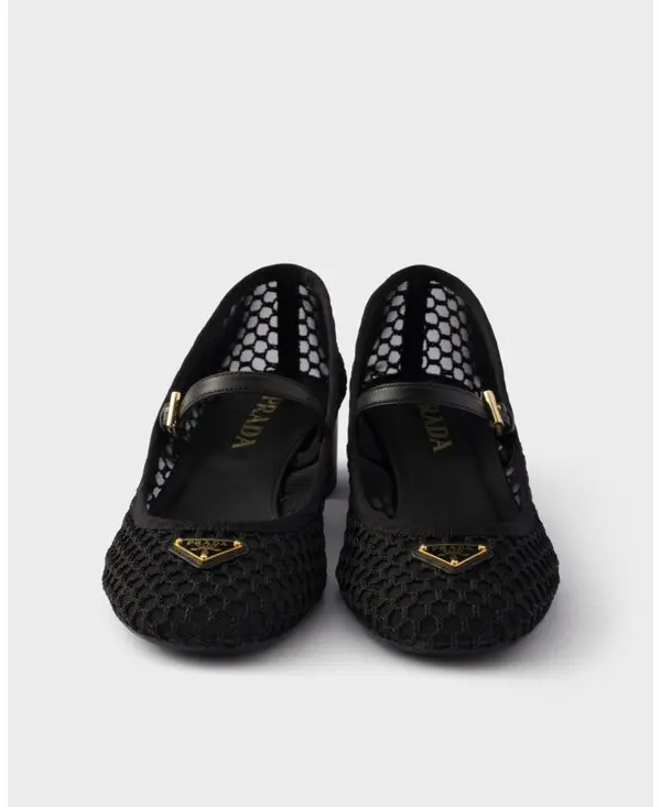 Prada Low Heel Mesh Fabric Ballerinas