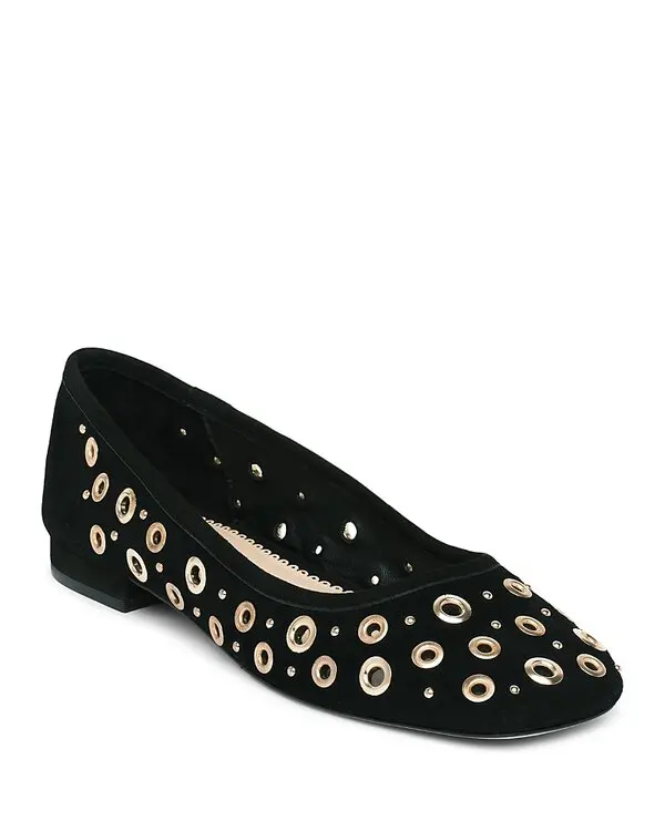 Cinq À Sept Ivy Mixed Hardware Suede Ballet Flats - Black