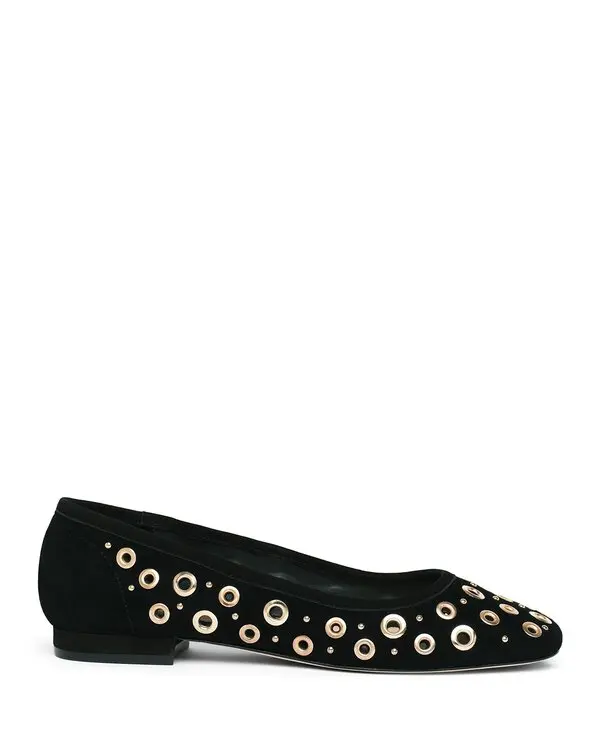 Cinq À Sept Ivy Mixed Hardware Suede Ballet Flats