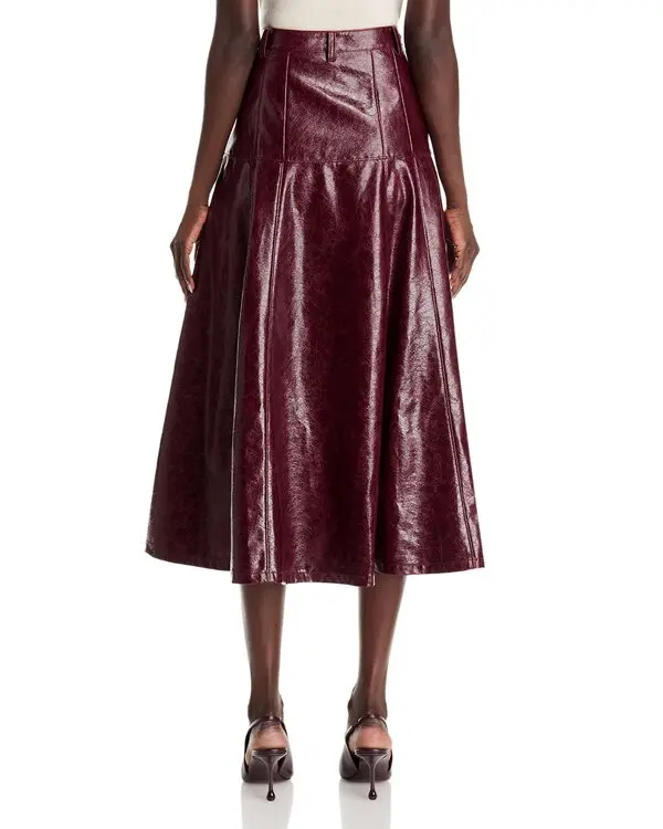 Cinq À Sept Veena Tumbled Faux Leather Midi Skirt