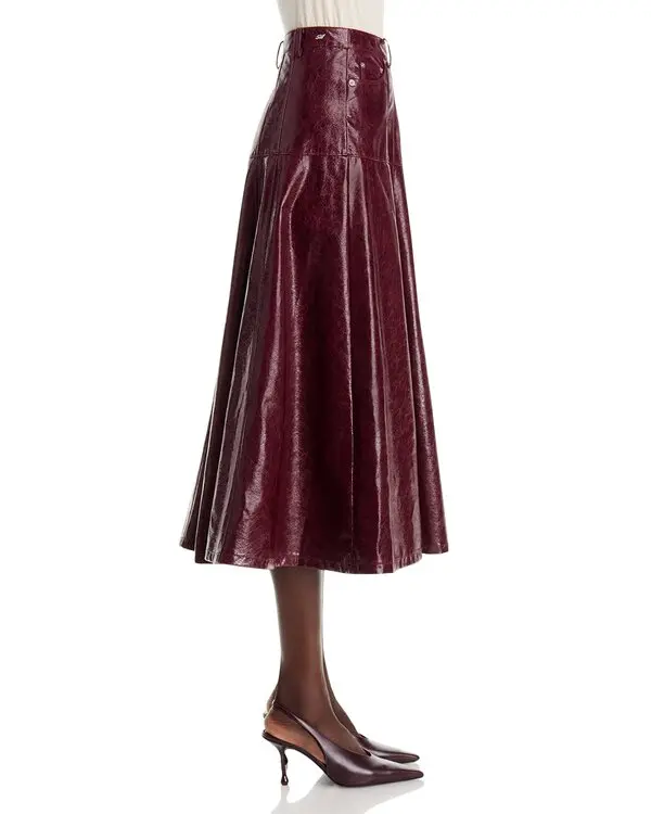 Cinq À Sept Veena Tumbled Faux Leather Midi Skirt