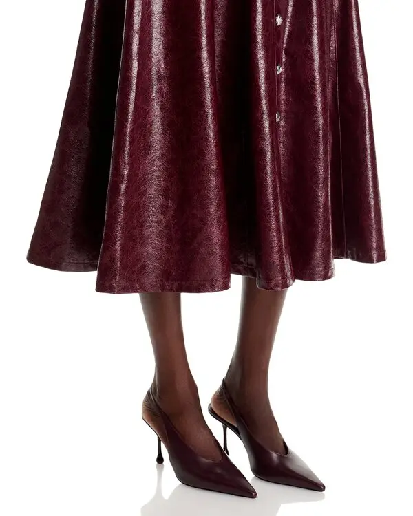 Cinq À Sept Veena Tumbled Faux Leather Midi Skirt