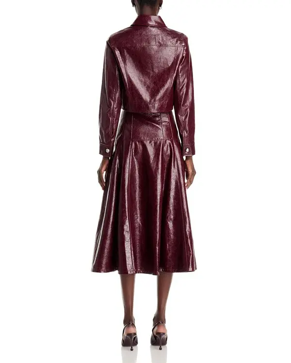 Cinq À Sept Veena Tumbled Faux Leather Midi Skirt