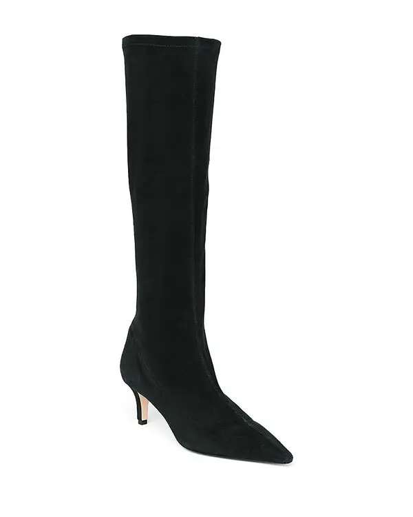 Cinq À Sept Jade Stretch Suede Knee High Boots - Black