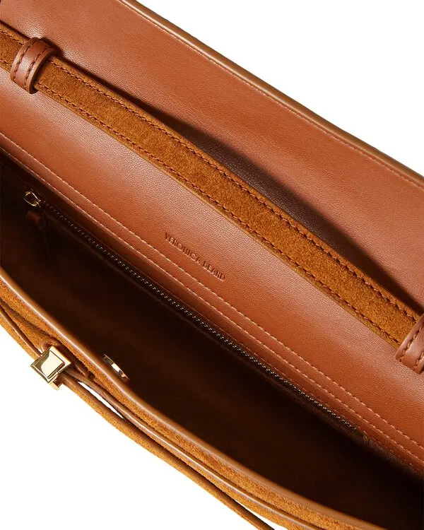 Veronica Beard Suede Clutch With Top Handle - Tobacco
