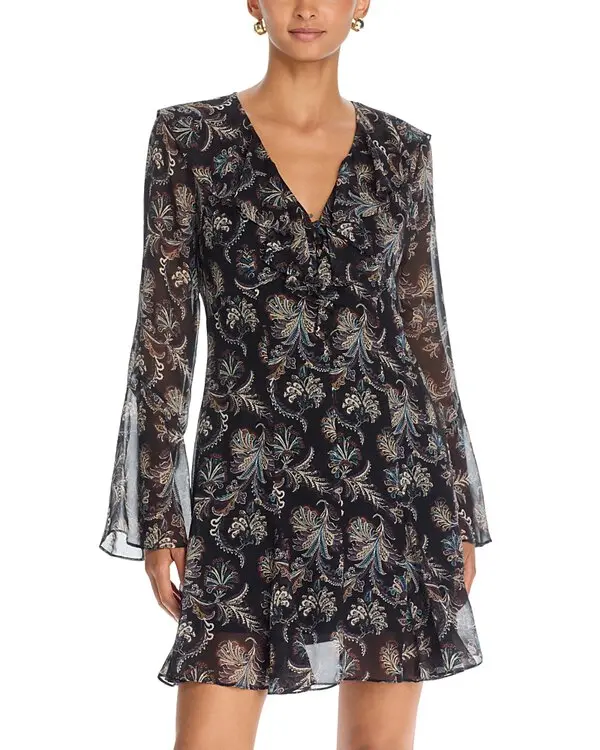 Veronica Beard Adrienne Silk Mini Dress - Black Multi