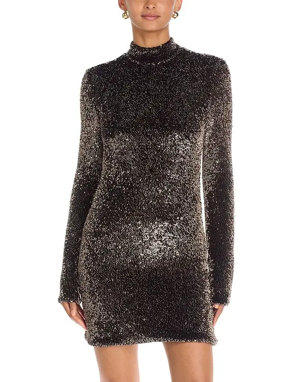 Veronica Beard Sylee Long Sleeve Mini Dress - Copper/black