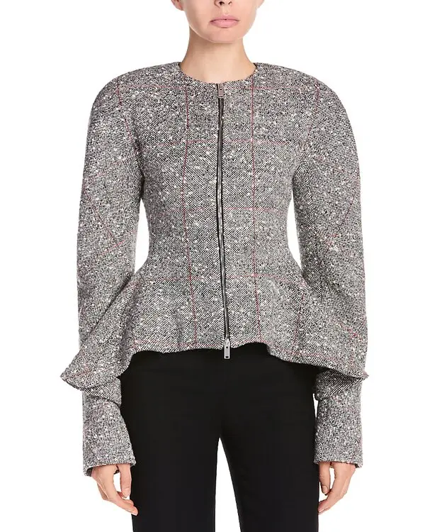 Stella McCartney Wool-blend Speckled Peplum Jacket - Multicolor Grey