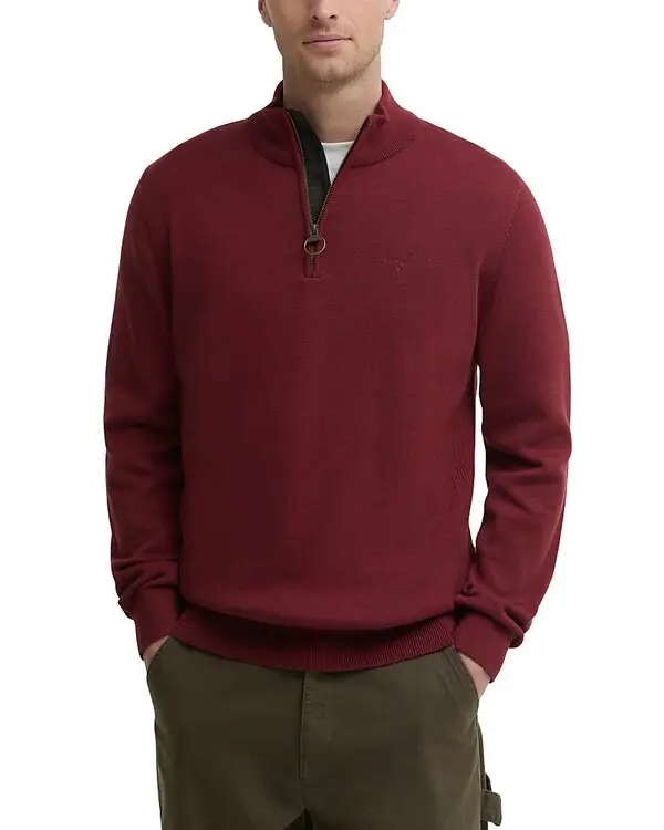 Barbour Cotton Half Zip Knit Pullover Sweater - Russet
