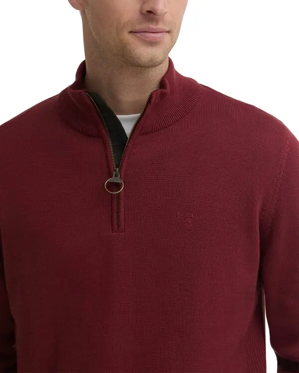 Barbour Cotton Half Zip Knit Pullover Sweater - Russet