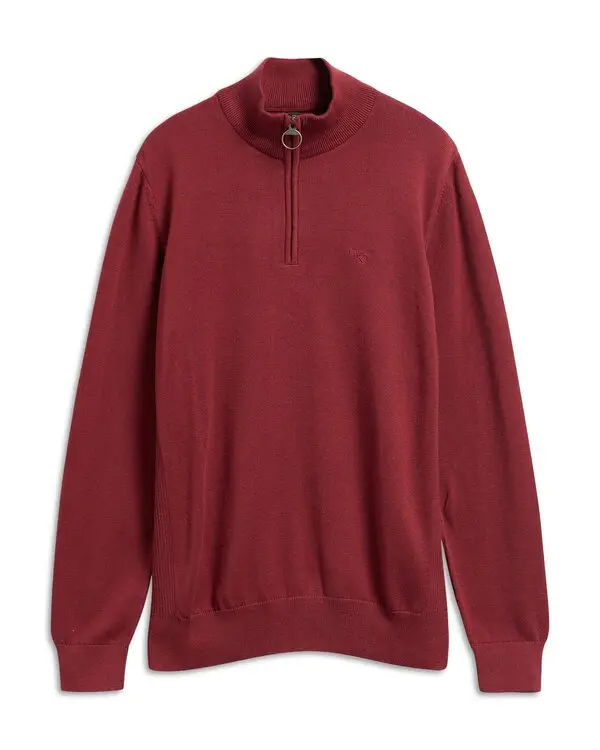 Barbour Cotton Half Zip Knit Pullover Sweater - Russet