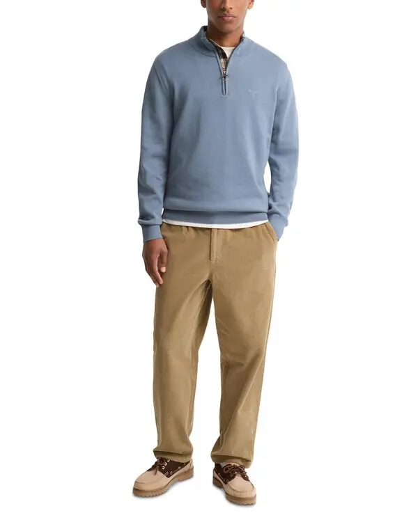 Barbour Cotton Half Zip Knit Pullover Sweater - Tarn Blue