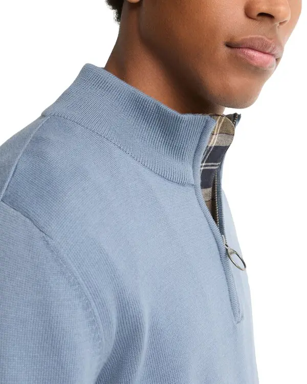 Barbour Cotton Half Zip Knit Pullover Sweater - Tarn Blue