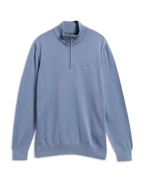Barbour Cotton Half Zip Knit Pullover Sweater - Tarn Blue