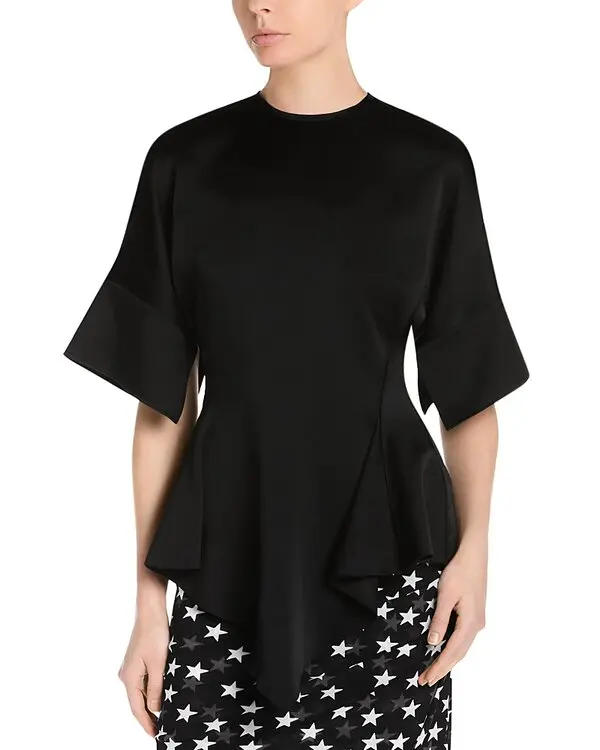 Stella McCartney Ruffled Asymmetric Hem Satin Top