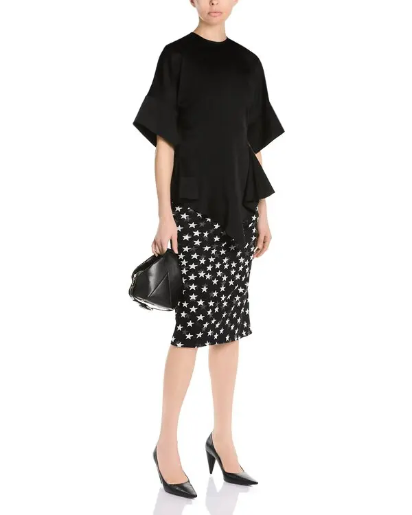 Stella McCartney Ruffled Asymmetric Hem Satin Top