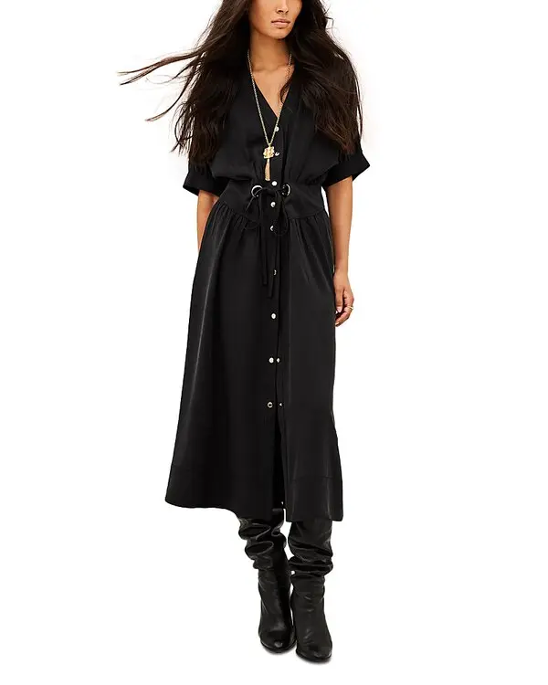Ba&sh Parisa Drawstring Midi Dress - Carbon