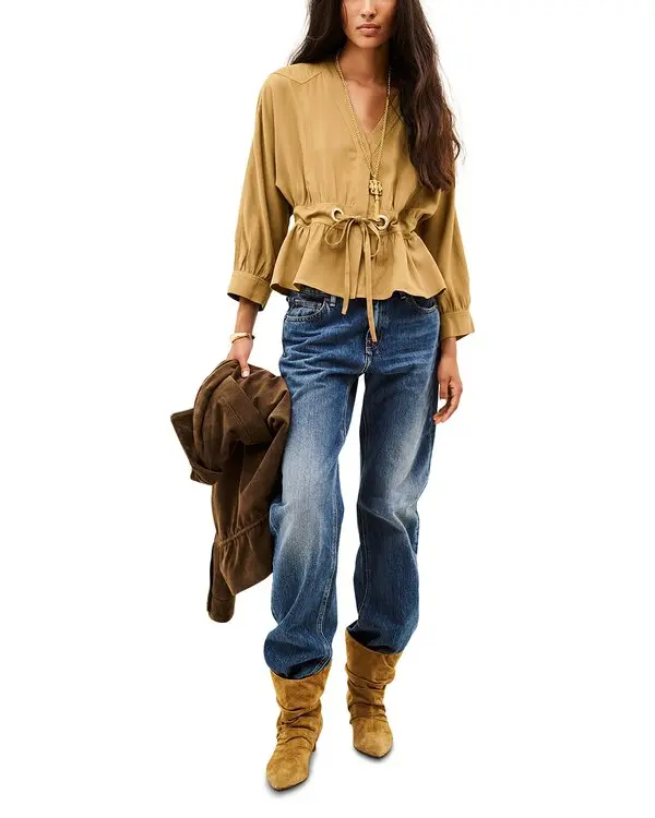 Ba&sh Precila Drawstring Peplum Top - Blond