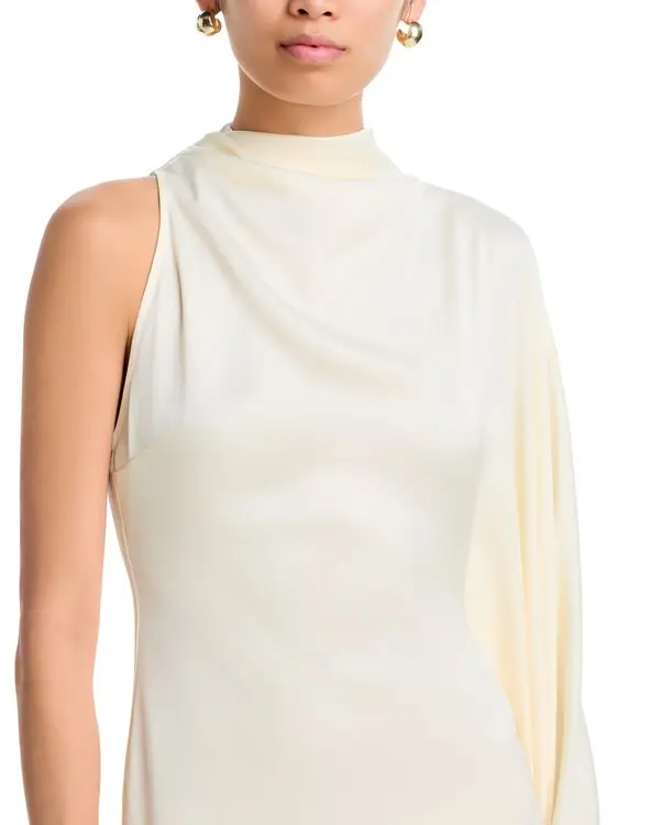 DE LA VALI Odaluna One Sleeve Column Dress - Bright Cream
