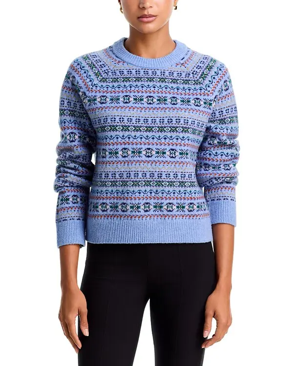 Aqua Fair Isle Raglan Crewneck Sweater Exclusive - Blue Multi