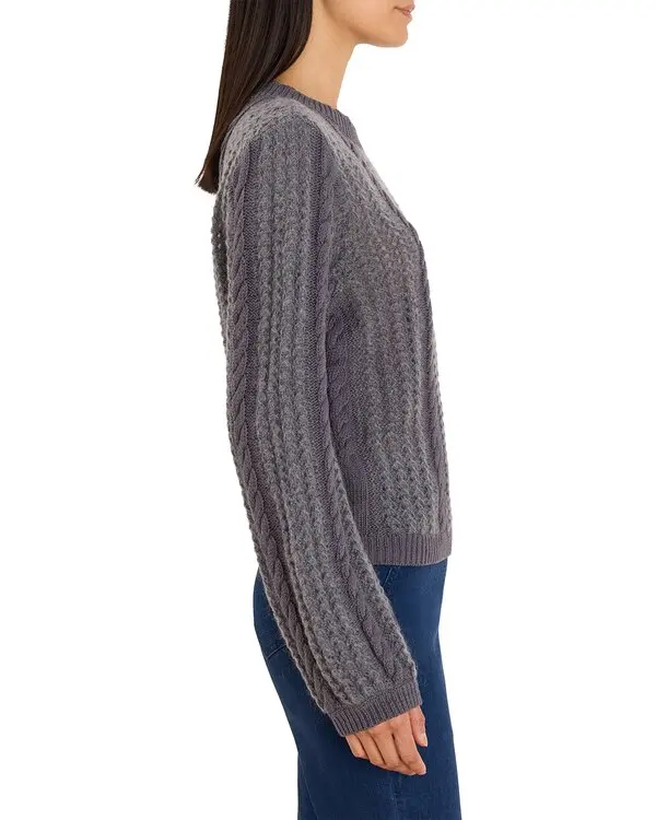 NIC+ZOE Mixed Knit Puff Sleeve Sweater - Dark Blues