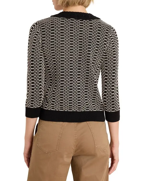 NIC+ZOE Lace Collar Geometric Print Sweater