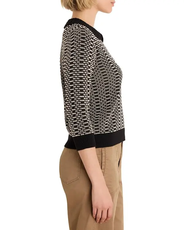 NIC+ZOE Lace Collar Geometric Print Sweater