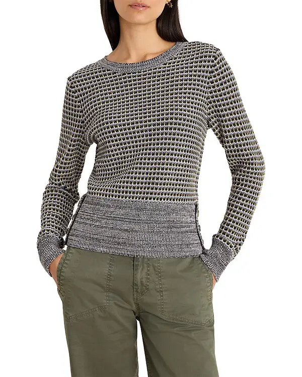 NIC+ZOE Marled Tuck Round Neck Sweater