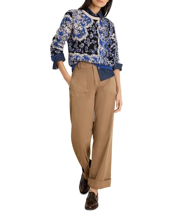 NIC+ZOE Bandana Jacquard Print Sweater
