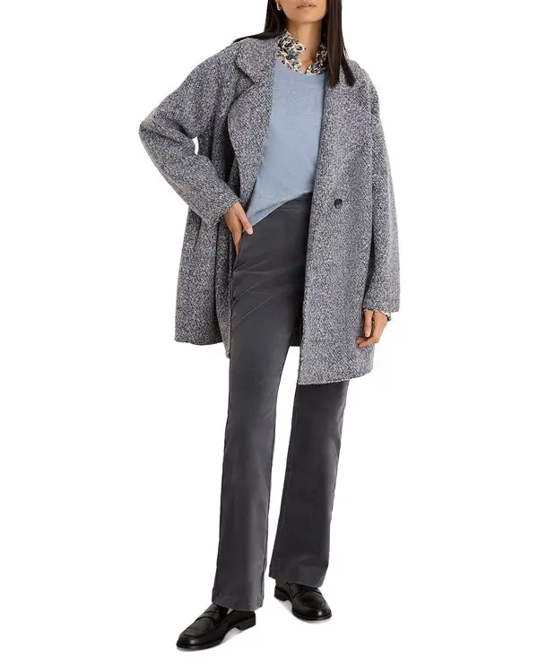NIC+ZOE Notch Lapel Mixed Boucle Knit Peacoat