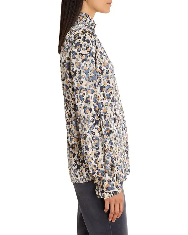 NIC+ZOE Gilded Flakes Ruffle Trim Shirt