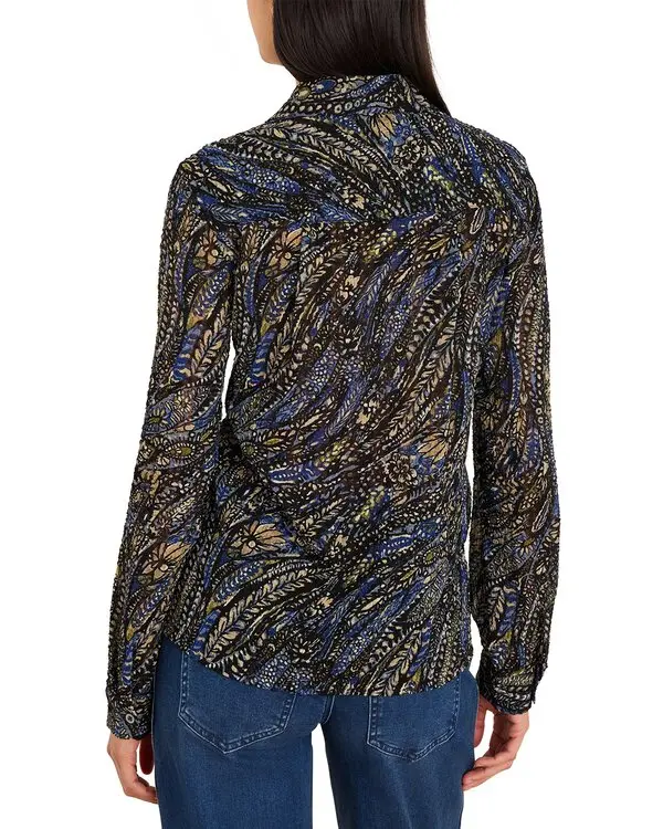 NIC+ZOE Portobello Paisley Spread Collar Chiffon Shirt