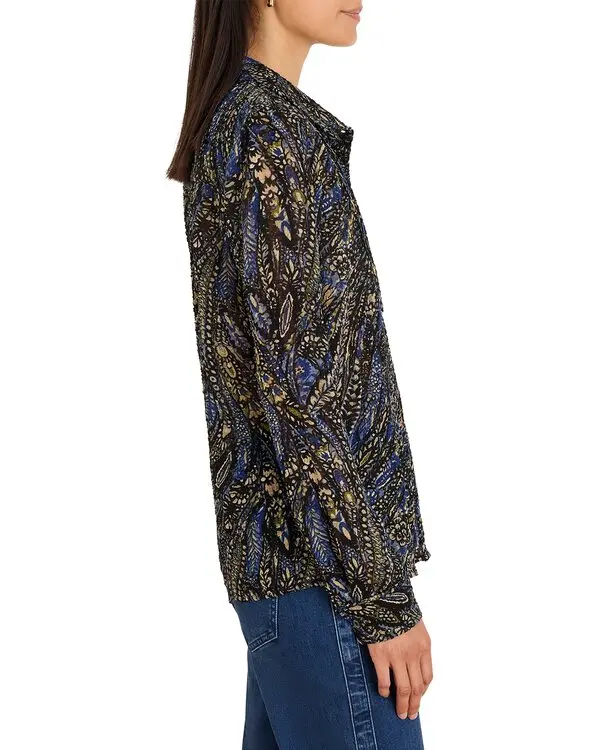 NIC+ZOE Portobello Paisley Spread Collar Chiffon Shirt