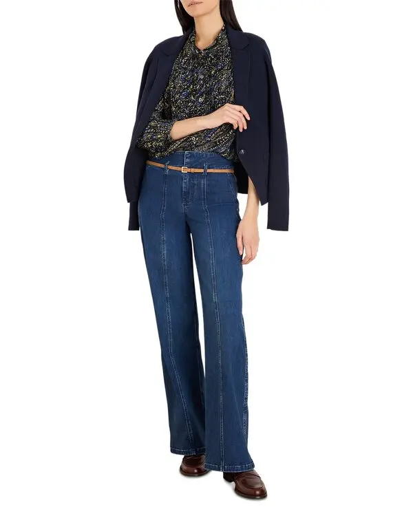 NIC+ZOE Portobello Paisley Spread Collar Chiffon Shirt