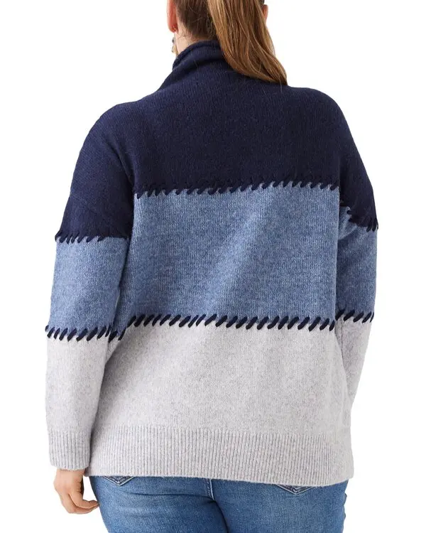 Karen Kane Whipstitched Colorblocked Sweater - Navy