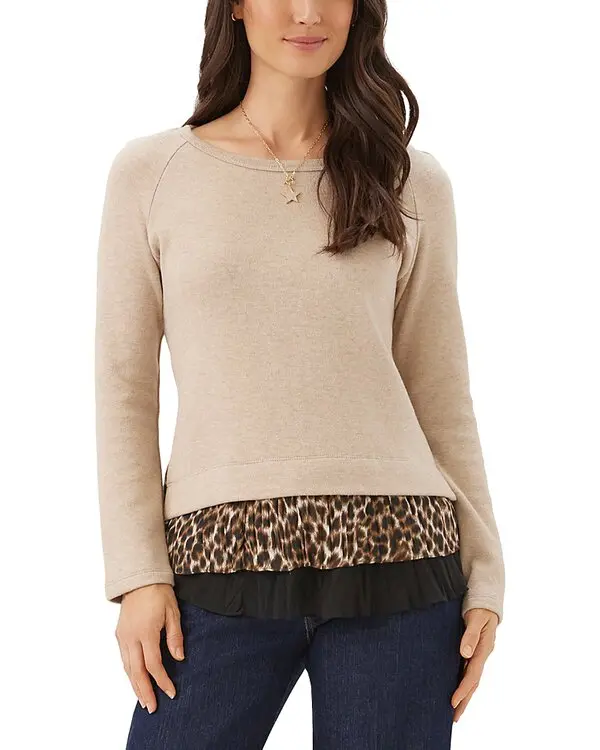Karen Kane Layered Look Tiered Hem Sweater - Light Natural