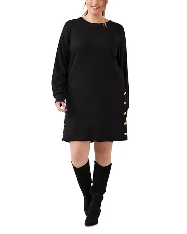 Karen Kane Round Neck Side Button Dress - Black