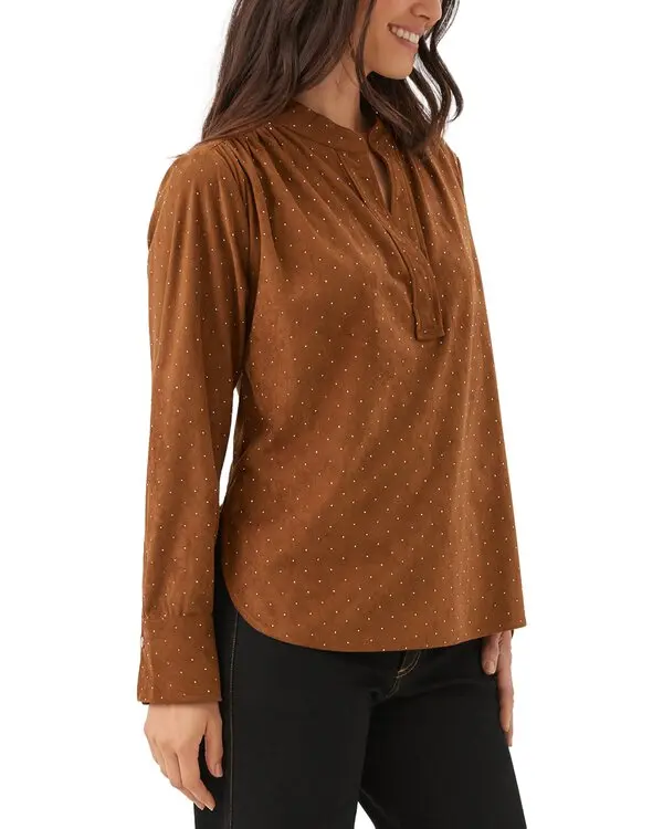 Karen Kane Faux Suede Studded Popover Shirt