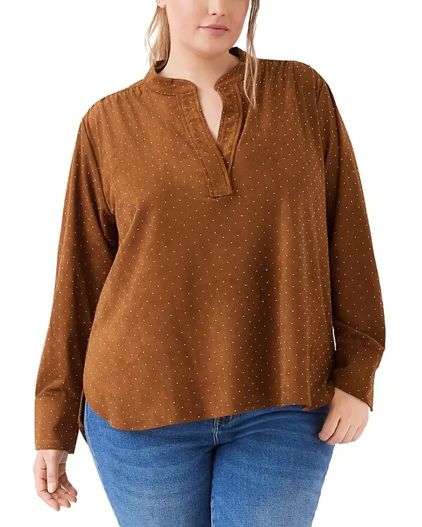 Karen Kane Faux Suede Studded Top - Mocha
