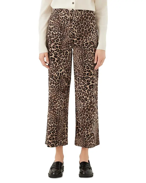 Karen Kane Printed Corduroy Cropped Wide Leg Pants - Cheetah