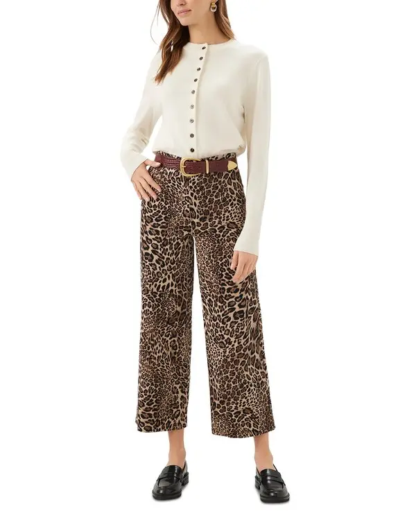 Karen Kane Printed Corduroy Cropped Wide Leg Pants
