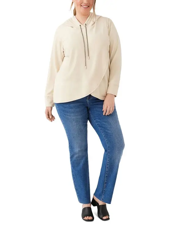 Karen Kane Rhinestone Drawstring Crossover Sweatshirt