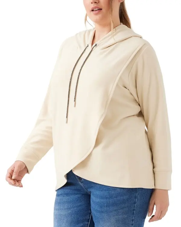 Karen Kane Rhinestone Drawstring Crossover Sweatshirt