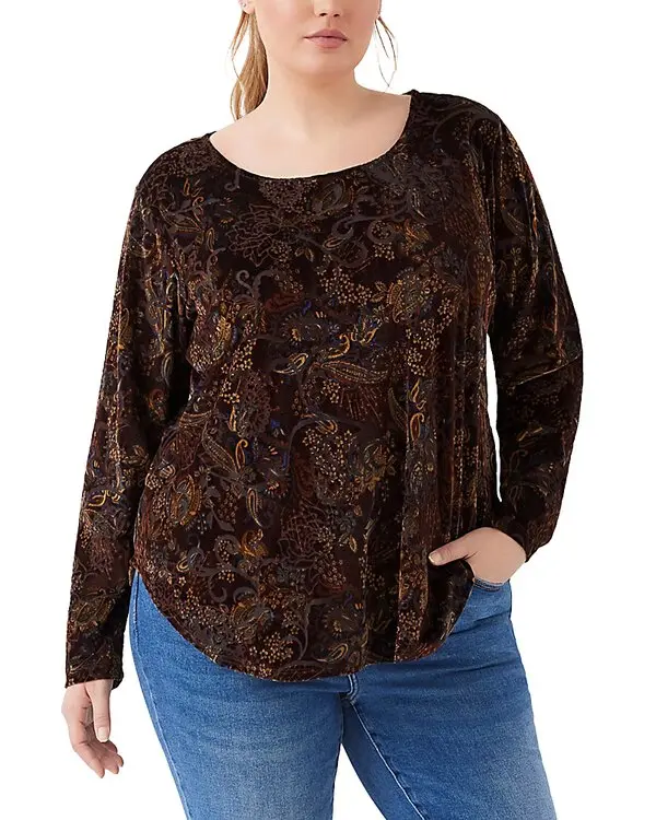 Karen Kane Long Sleeve Velvet Burnout Top
