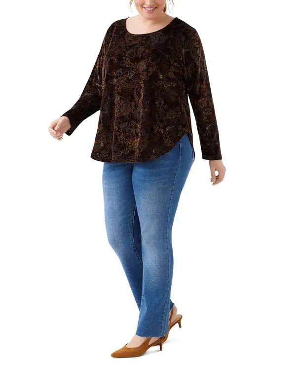 Karen Kane Long Sleeve Velvet Burnout Top